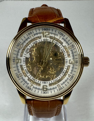AKRIBOS XVII Men's Automatic Skeleton Watch Gold Tone New in Box | eBay