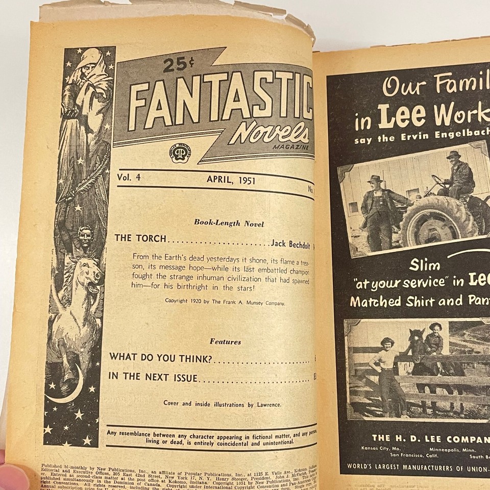 Fantastic Novels Magazine PULP April 1951 The Torch by Jack Bechdolt ...