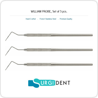 PERIO PROBES WILLIAM PROBES DENTAL PERIODONTAL INSTRUMENTS *SET OF 3 ...