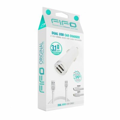 **FREE POST** FIFO Dual Sided USB Cable + Car Charger Android Apple 4 ...