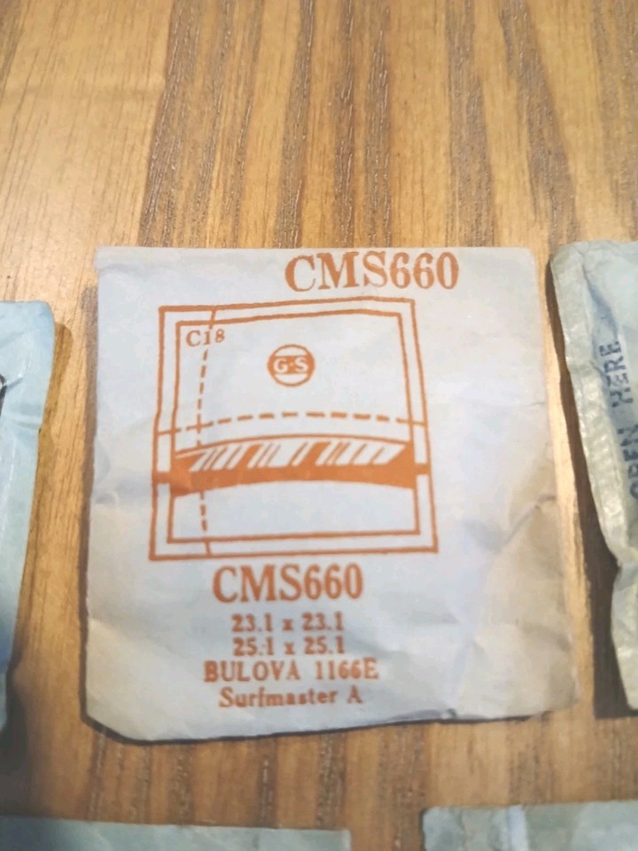 LOT OF 5 CMS GS Watch Crystals Watchmaker Repair Parts Square Rare ...