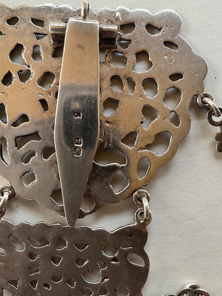 VICTORIAN SOLID STERLING SILVER ART NOUVEAU CHATELAINE CHAIN BIRMINGHAM ...