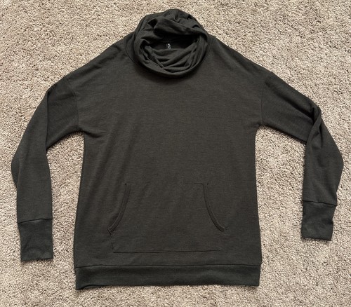 Onzie Flow Sweatshirt Women's One Size Green Gray Cowl Neck Open Back ...