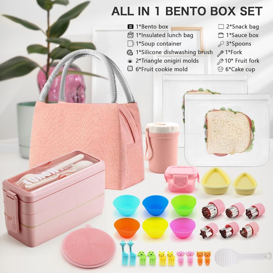 35Pcs Bento Box Japanese Lunch Box Kit Leakproof Bento Lunch Box for Kid Adul... | eBay