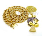 Hip Hop Iced Uzi Character Pendant & 18" Full Iced Cuban Choker Chain ...