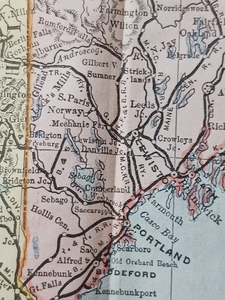 1895 Train Route Map Maine New Hampshire Vermont all Railroad Lines ...