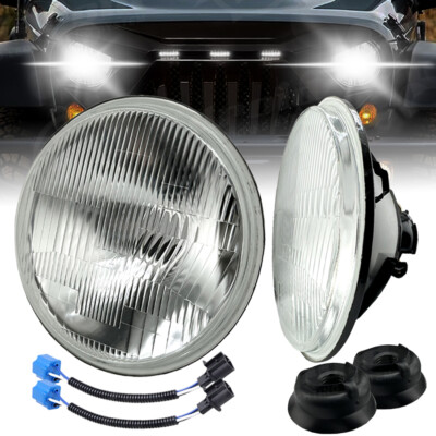 Semi Sealed Round 7inch Glass Headlight Vintage ORIGINAL CLASSIC LOOK ...