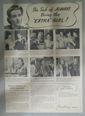 Ovaltine Drink Ad: "Always The Extra Girl ! " from 1941 Size 11 x 15 ...