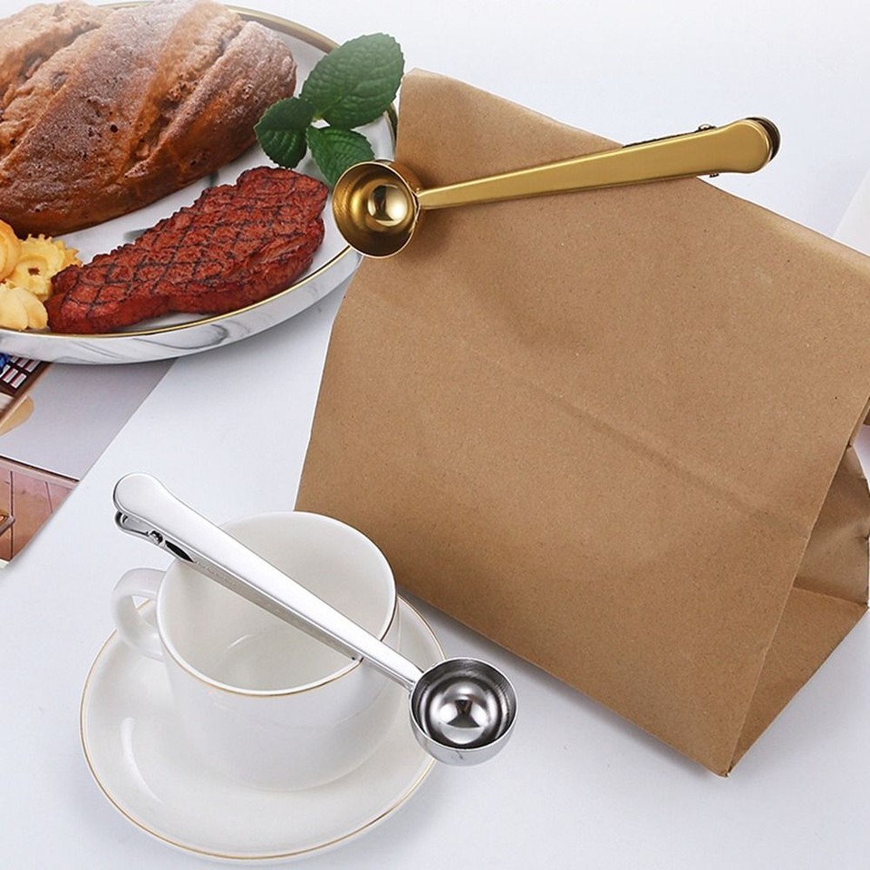 Stainless Steel Coffee Spoon With Bag Clip 2-in-1 Spoon Bag Clip Coffee ...