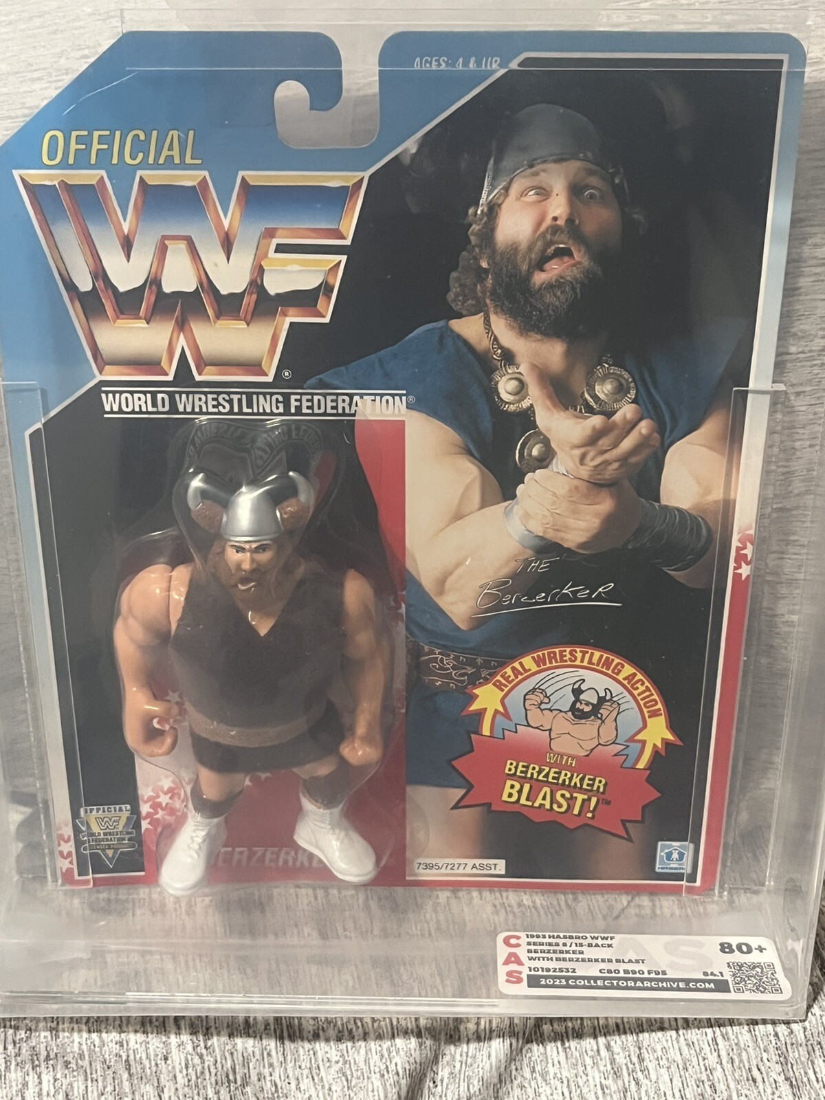 Hasbro WWF Figure Berzerker 1993 US Blue Card Rare CAS 80+ 🔥🔥 | eBay