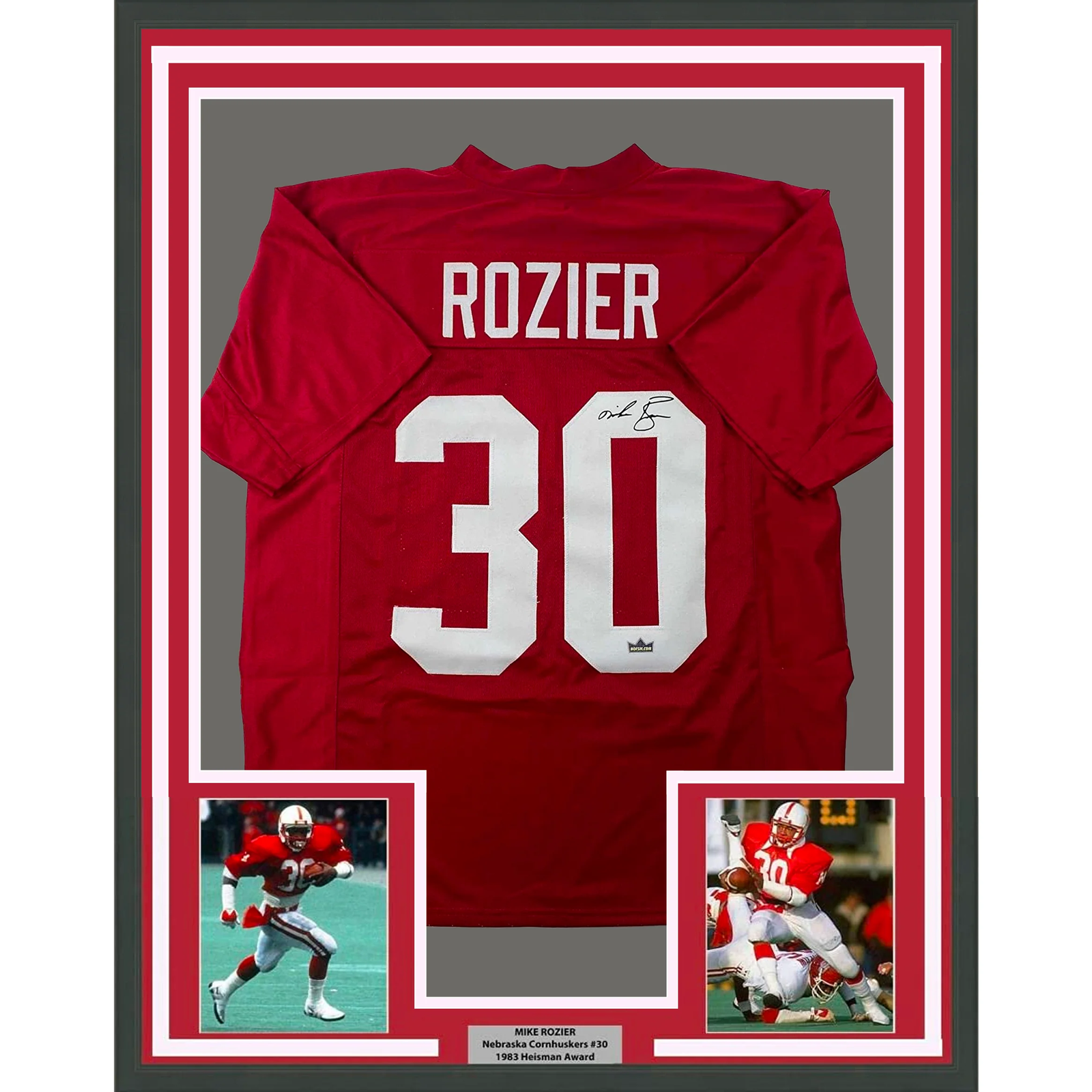 Framed Facsimile Autographed Mike Rozier 35x39 Nebraska Red Reprint ...