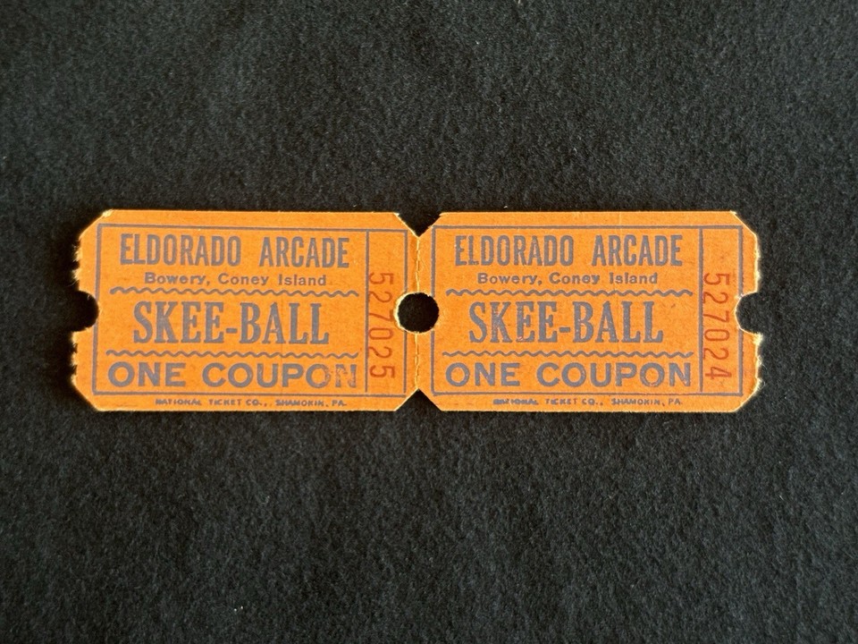 (2) Coney Island Bowery, EL DORADO ARCADE NY Vintage Ticket Coupons ...