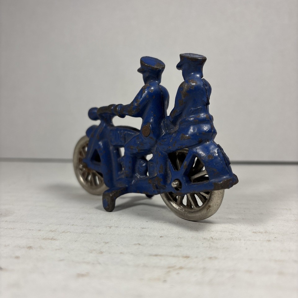 Vtg Hubley PDH Police Cop Motorcycle Tandem Rider Cast Iron Toy ...