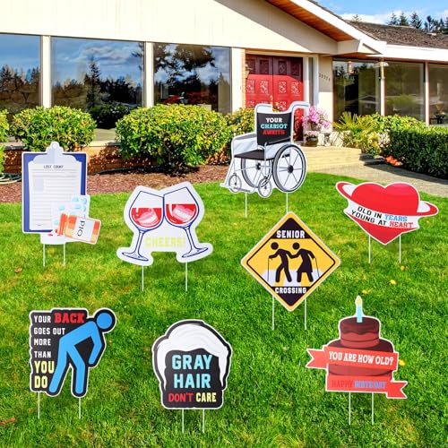 8 Pack You're How Old Yard Sign Happy Birthday Lawn Signs Waterproof ...
