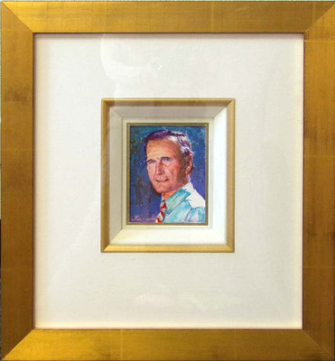 Lin Chong "George H. W. Bush" Original Acrylic Painting on Paper w ...