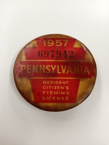 Vintage 1957 PA Pennsylvania Fishing License Resident Button | eBay