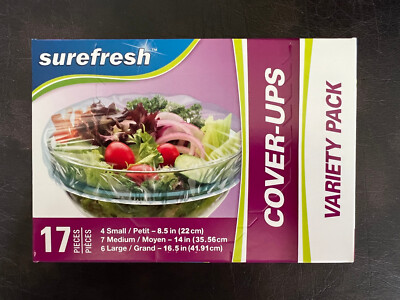 1 Box Sure Fresh Elastic Plastic Food Storage Bowl Covers Variety S/M/L ...