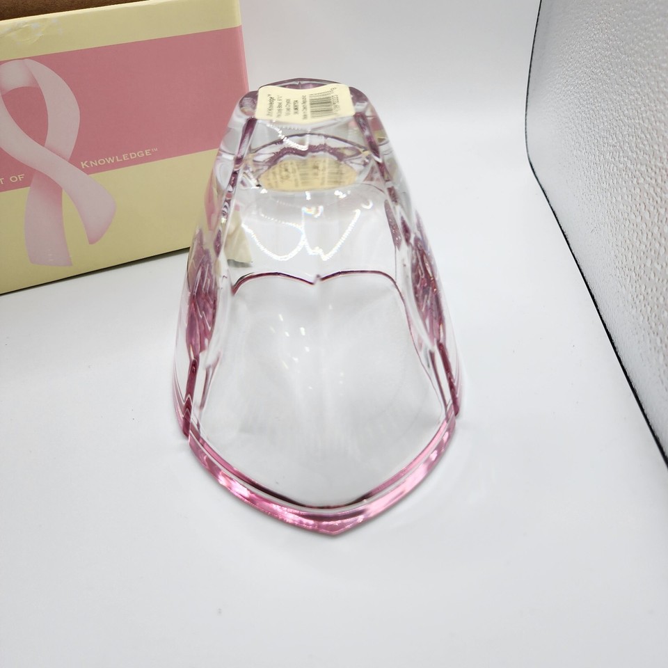 Lenox Gift of Knowledge Pink Glass Crystal Breast Cancer Candy Dish ...