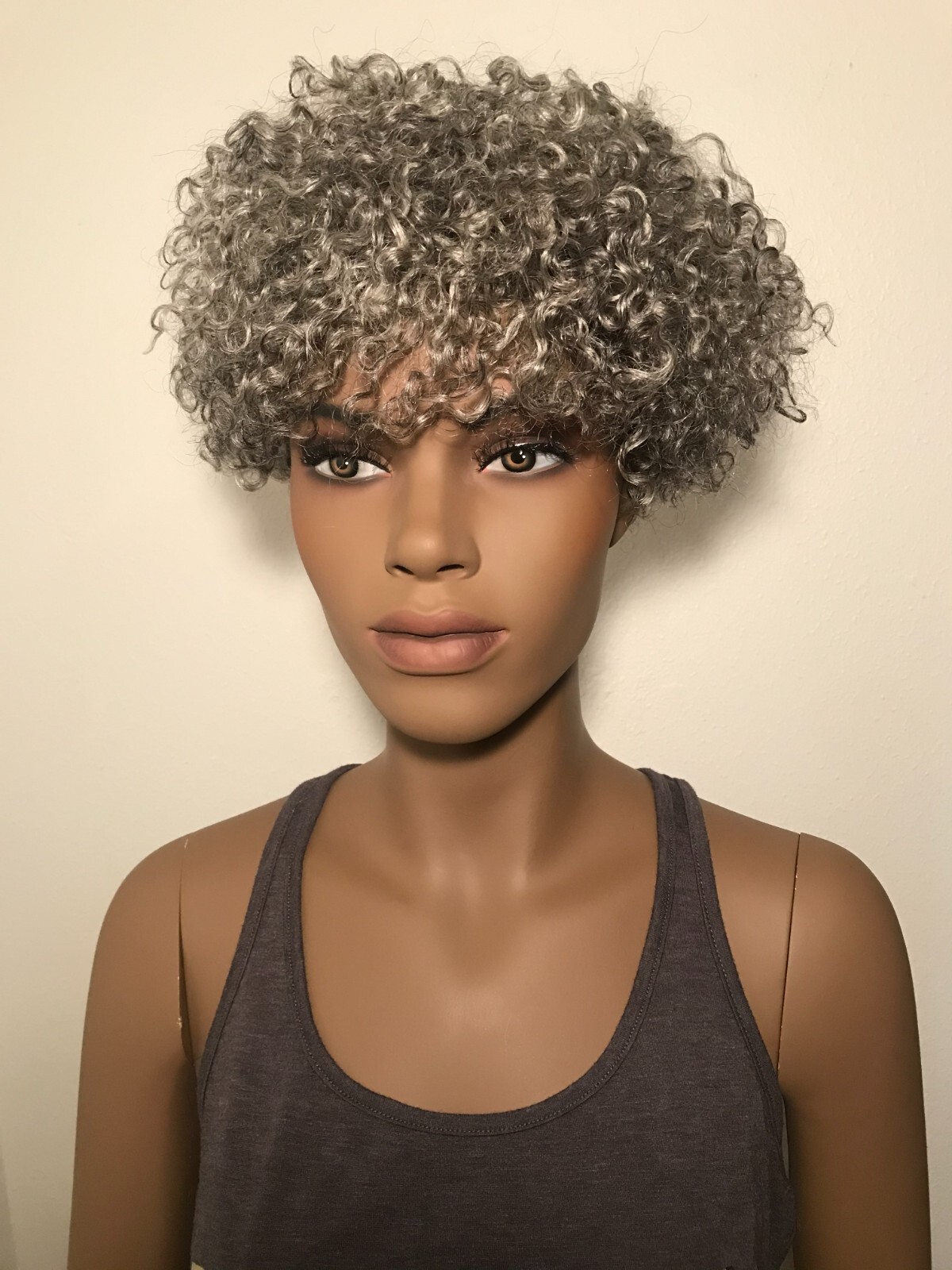 NWT SIS Natural Look Silver And Black 100% Human Hair Wig | eBay