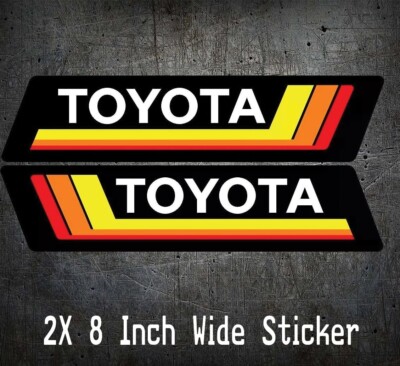 2 x 8 Inch TOYOTA Sticker Retro Fits Tacoma 4Runner Land Cruiser FJ ...
