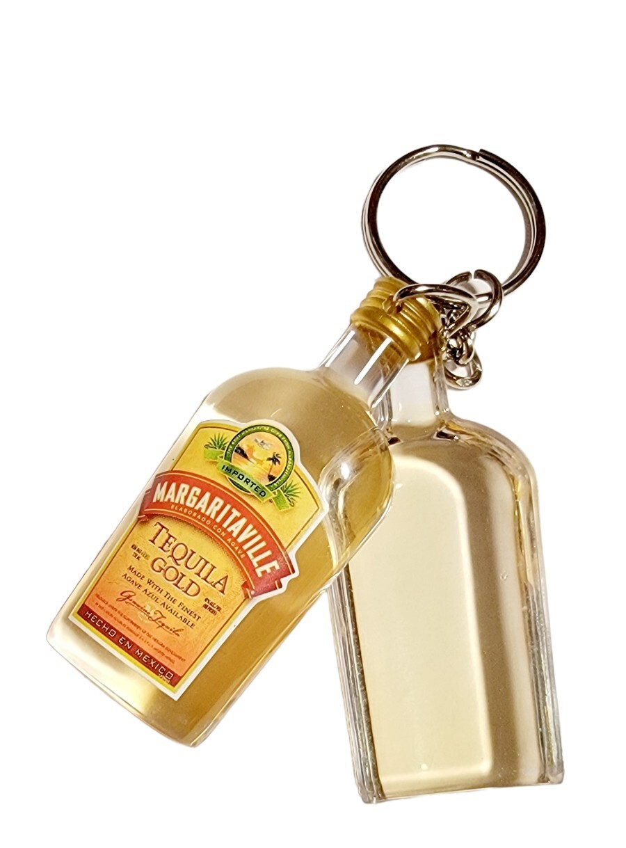 Margaritaville Tequila Gold Keychain Split Bottle Shape Advertising ...
