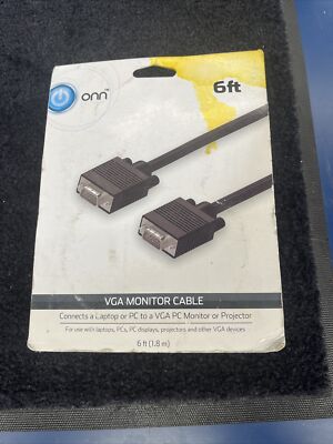 ONN VGA Monitor Cable 6 Foot Connect PC Laptop to Monitor or Projector ...