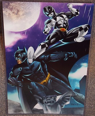 Power Rangers Black Ranger vs Batman Glossy Print 11 x 17 In Hard ...