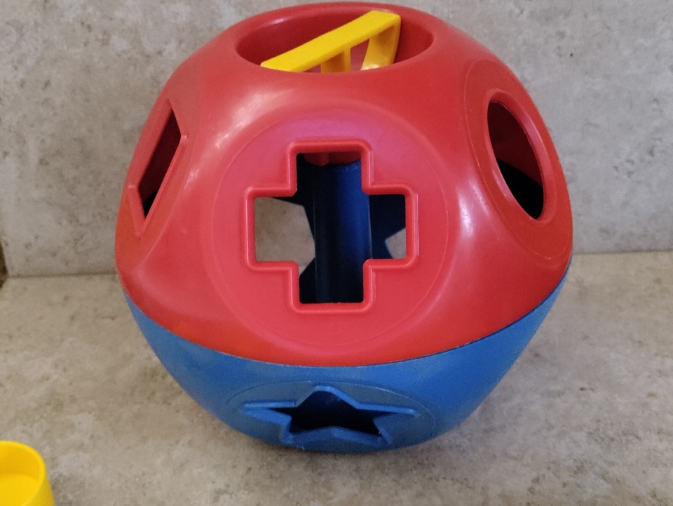 Tupperware Toys Shape-O-Ball Red Blue 11 Yellow shapes-Tupper Toy Learn ...