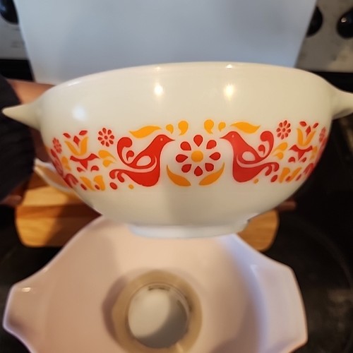 Pyrex Friendship Red Birds Cinderella Mixing Bowls Complete Set 441 442 ...