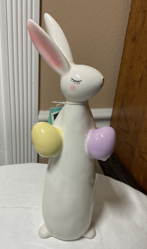 MARTHA STEWART Easter Bunny Rabbit WHITE Yellow Purple Eggs 10 1/2 IN ...