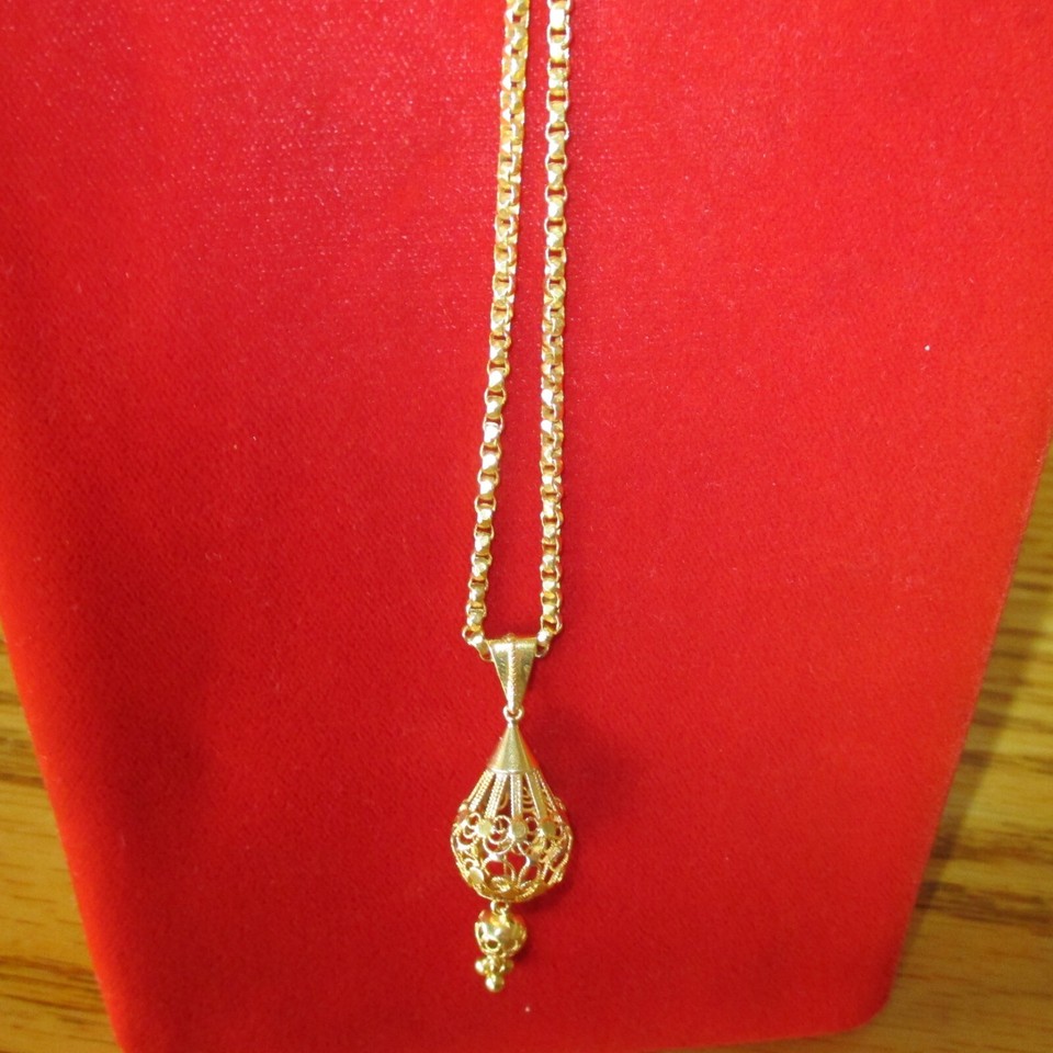 21k Gold NECKLACE AMAZING Chain PENDANT 28 Gram GOLD NECKLACE HAND ...