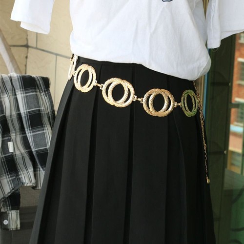 Unique Double Ring Chain Belt Gold Silver Body Link Belt Female Jeans ...