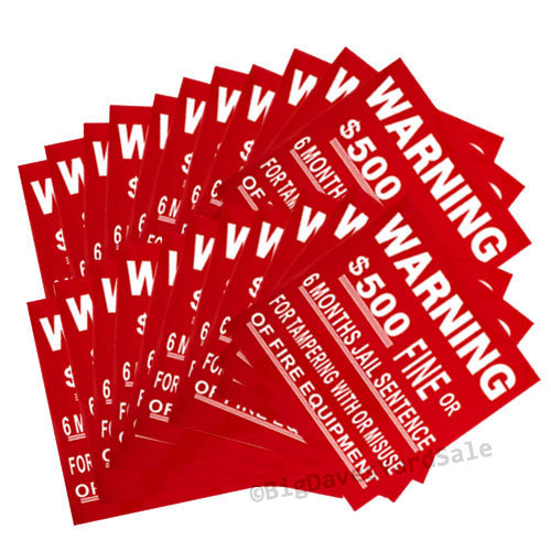 50 - WARNING $500 FINE Or JAIL - Fire Equipment, Self-Adhesive 4x4 ...