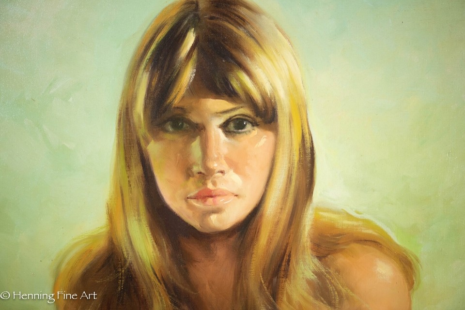 Beautiful Vintage Morando Luque Oil Painting of Blonde Woman w/ Flowers ...