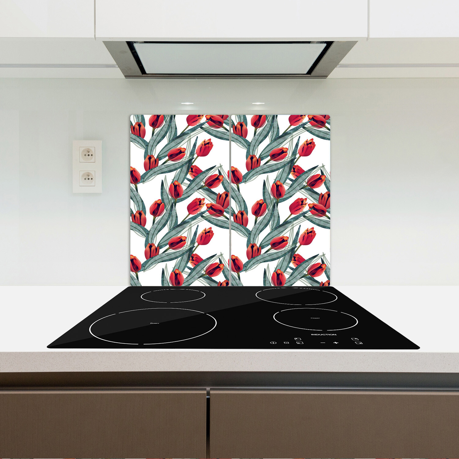 Glass Meat Board Induction Ceramic Hob Cover Worktop Saver Tulips ...