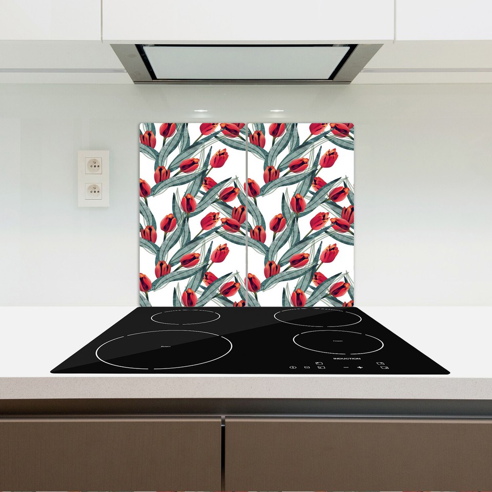 Glass Meat Board Induction Ceramic Hob Cover Worktop Saver Tulips ...