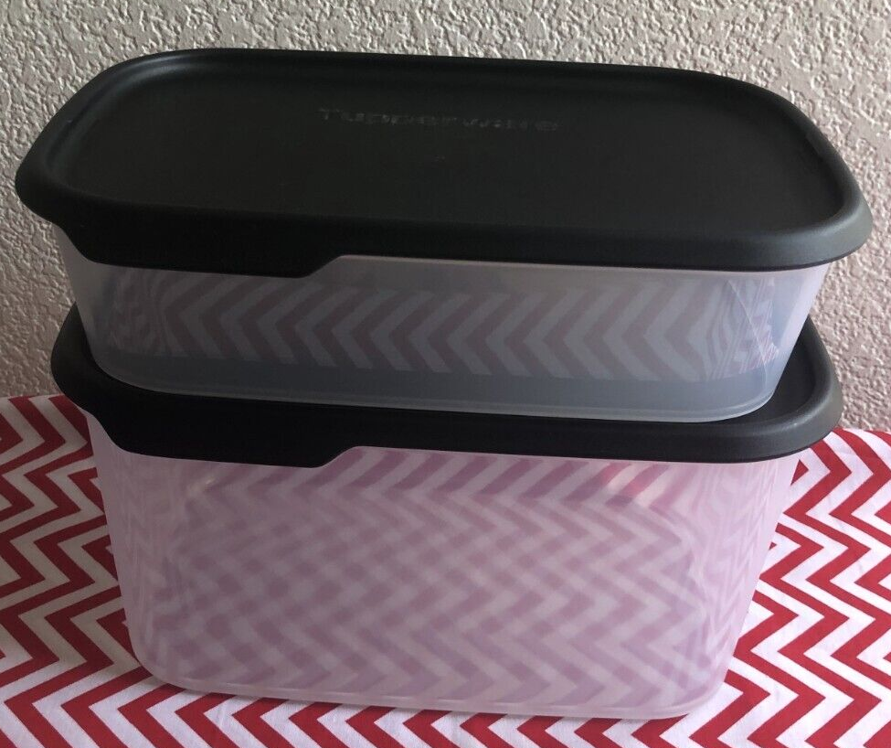 Tupperware Set of 2 Modular Mates Rectangle Containers Sheer One Touch ...