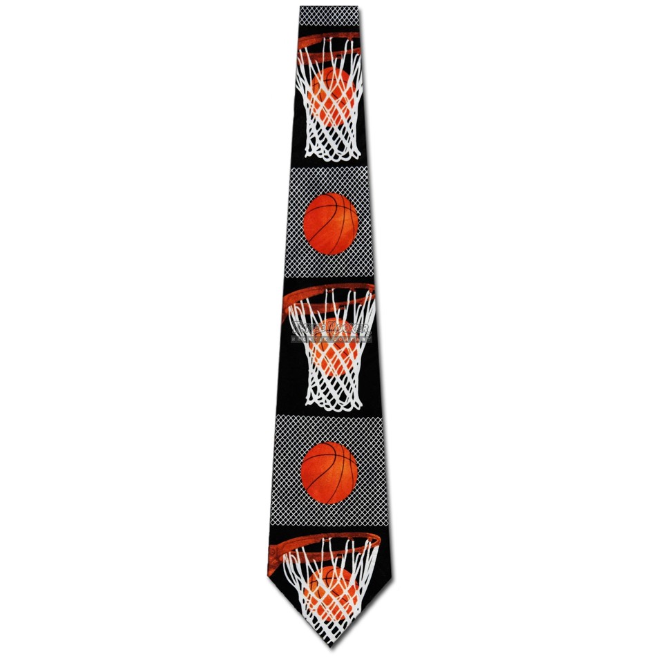 Basketball Tie Swish Neckties Mens Rim Balls Nets Backboard Neck Ties ...
