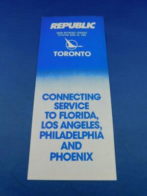 REPUBLIC AIRLINE QUICK REFERENCE SCHEDULE APRIL 1983 PHILADELPHIA ...