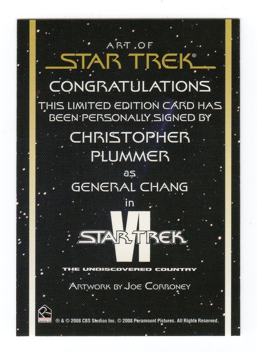 2019 Star Trek Inflexions Autograph Christopher Plummer as General ...