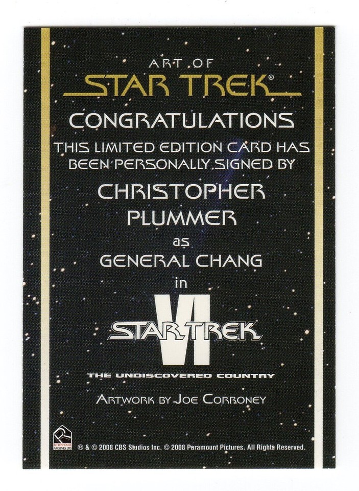 2019 Star Trek Inflexions Autograph Christopher Plummer as General ...