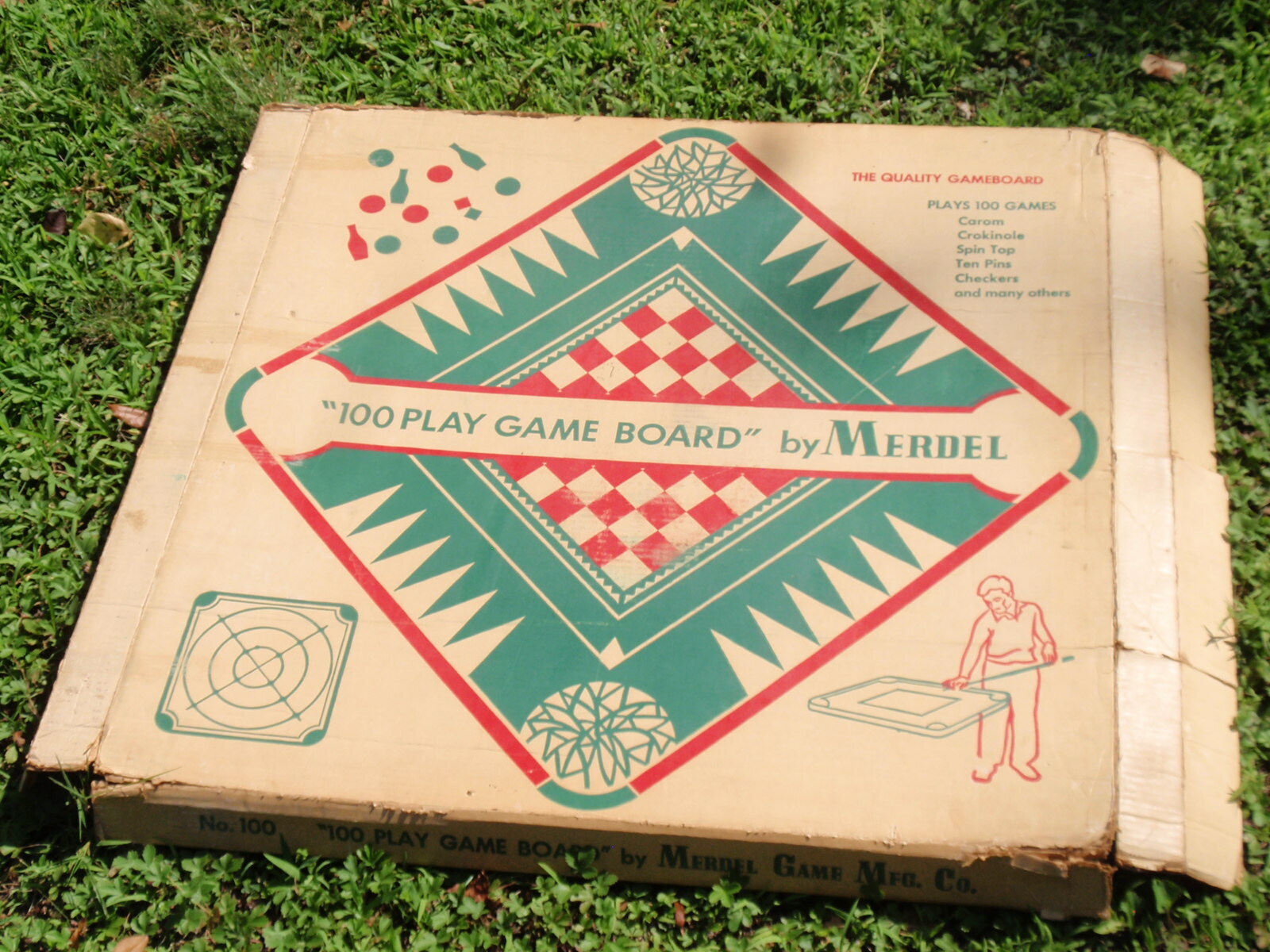 VINTAGE MERDEL WOODEN GAME BOARD 28 X 28 INCHES 100 GAMES CAROM CHESS ...