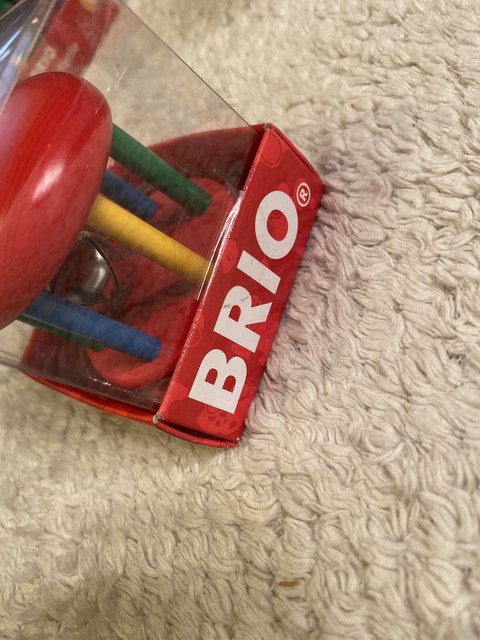 Vintage 1990 BRIO Baby 6 MO Wood Toddler Toy Bell Rattle 30052 Sweden ...