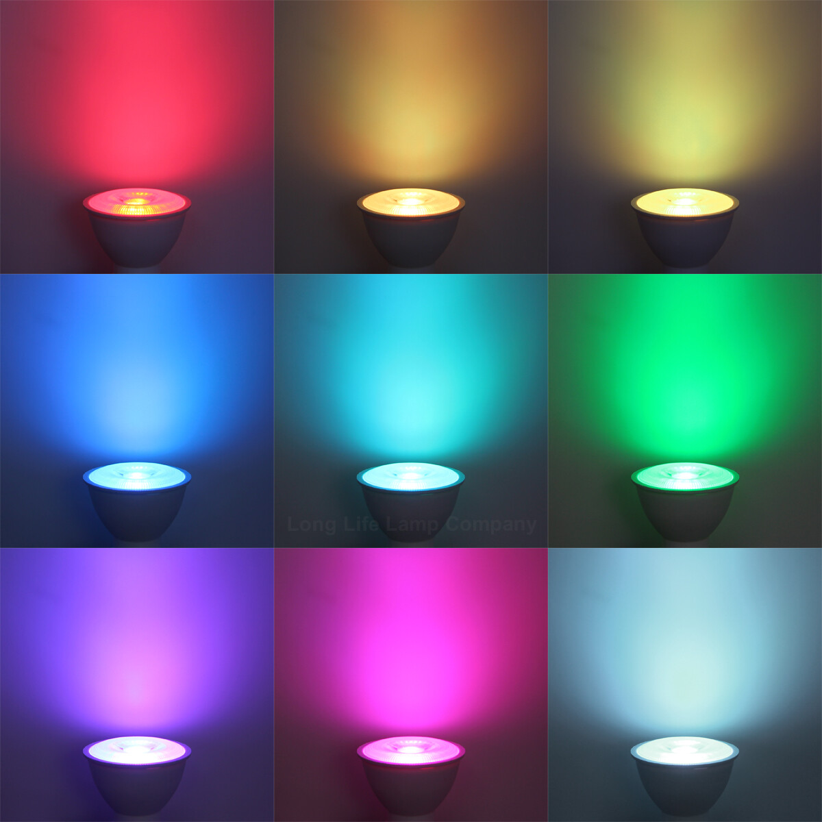 2 x 7W LED GU10 Automatic Colour Change Red Green Blue RGB Flash Light ...