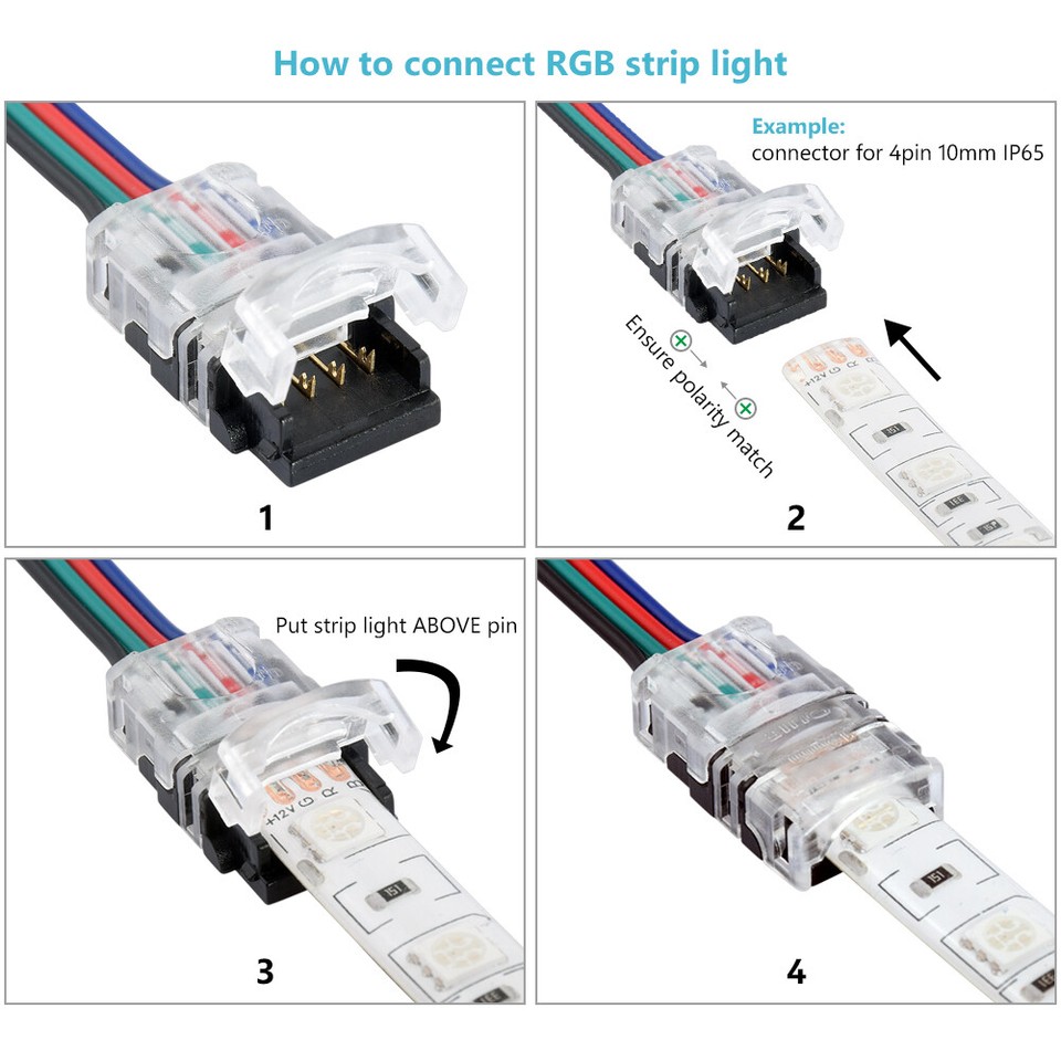 5pcs 2pin 3pin 4pin 5pin 6pin LED Strip RGB RGBW Wire Connection ...