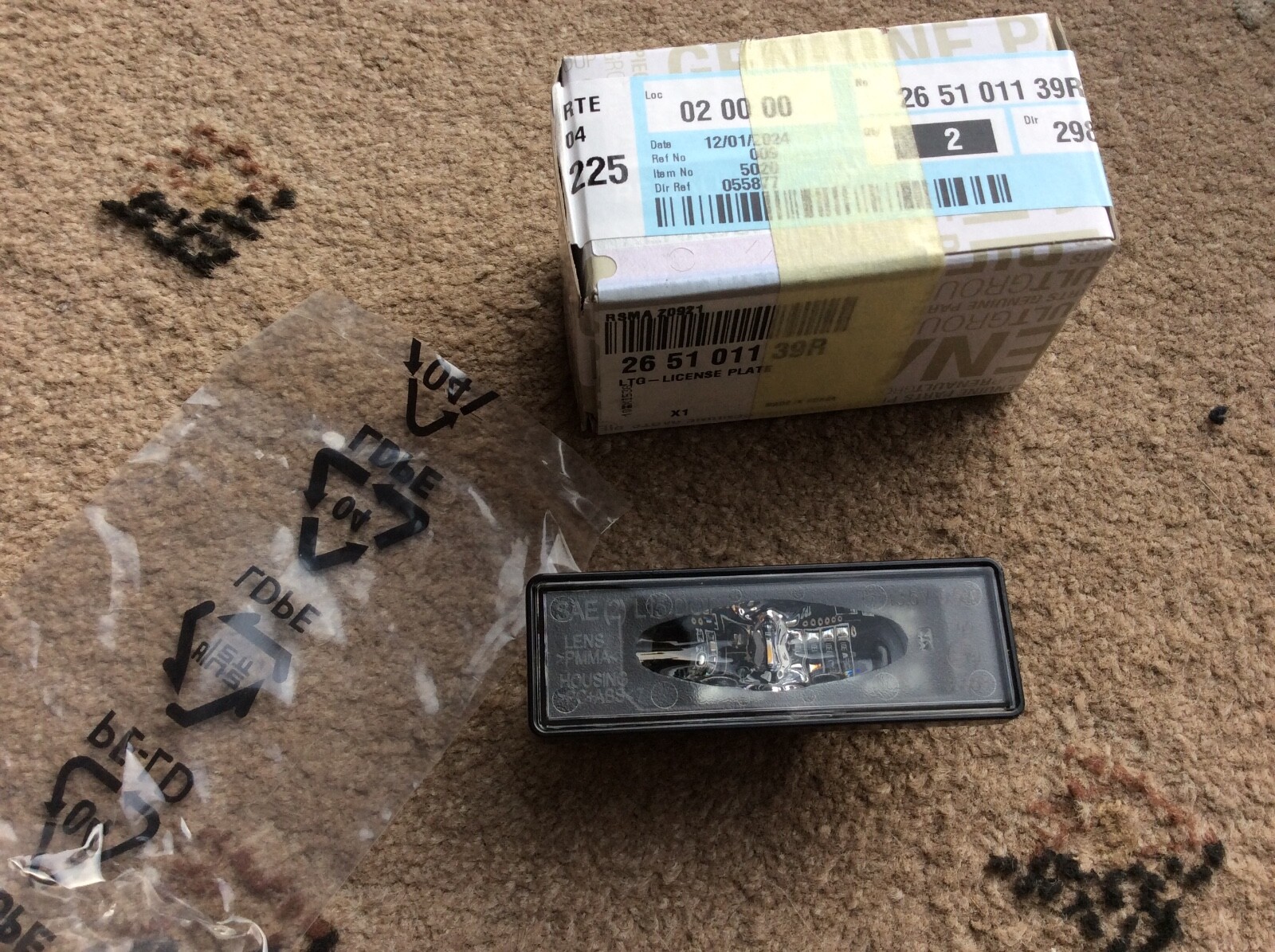RENAULT CAPTUR MK2 2022 REAR NUMBER LICENSE PLATE LIGHT 265101139R for ...