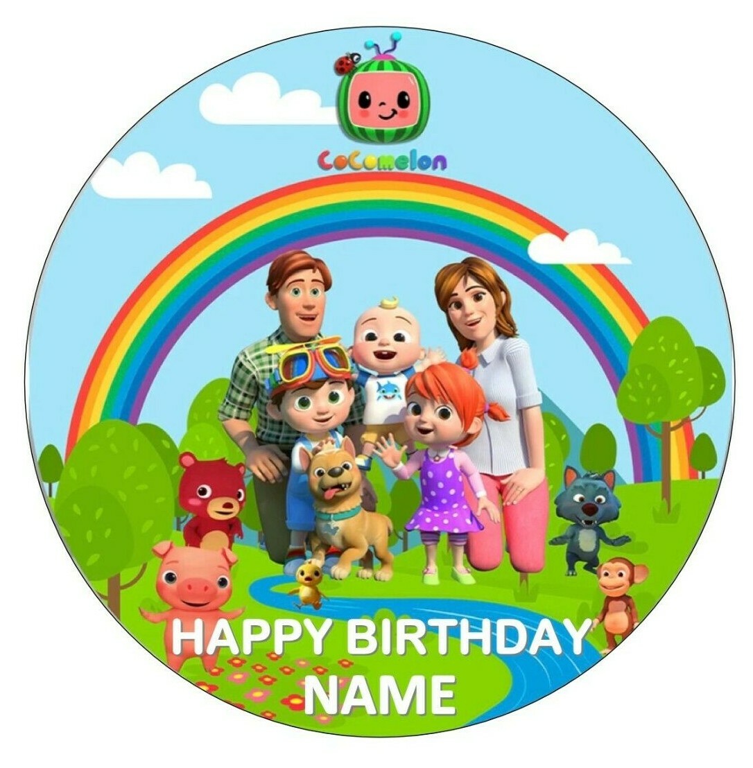 COCO MELON Image Birthday Party Cake Topper 19cm Round | eBay