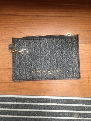 Andrew Marc New York Black Logo Keychain Coin Wallet Small 4 x 6 Nice ...