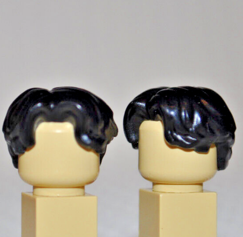 LEGO PARTS - 1X BLACK HAIR PIECE/MINIFIGURE WIG/SHORT WAVY PARTED ON ...