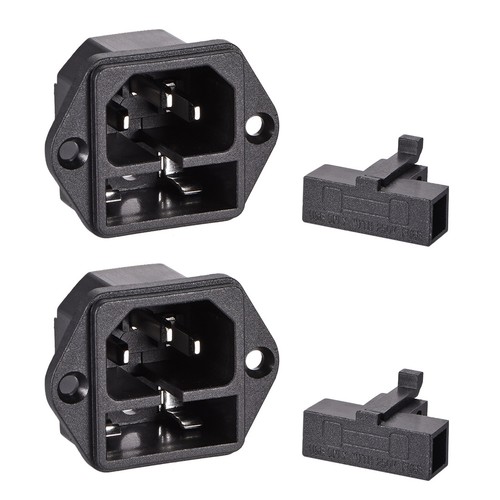 C14 Panel Mount Plug Adapter AC 250V 10A 3 Pins IEC Inlet Module Plug ...